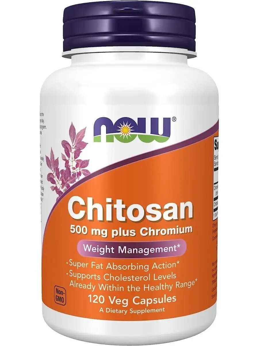 Хитозан Блокатор жиров Chitosan 500 мг plus Chromium 120 капс (NOW)
