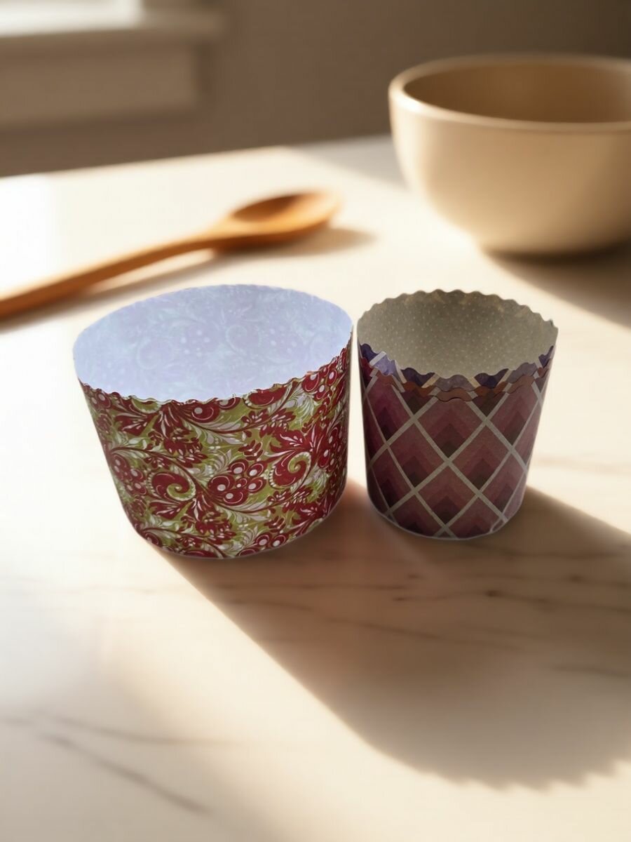 Формы пасхальные "Пасхальная классика" 2 размера для выпечки Кулича из пергаментной бумаги ,(в наборе 6шт )