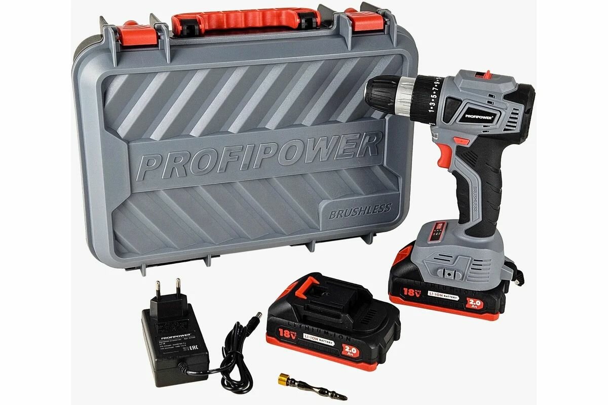 Шуруповёрт Profipower E0146, бесщёточный, быстрозажимной, в кейсе