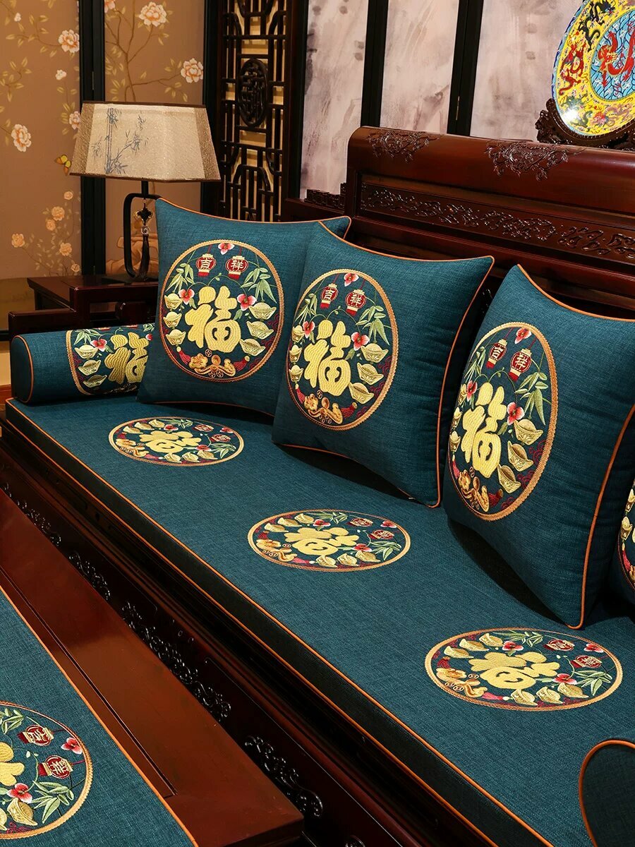 Эргономичная подушка для сиденья, 60x46x8 см, овальная, темно-синяя, противоскользящая, с съемным чехлом и