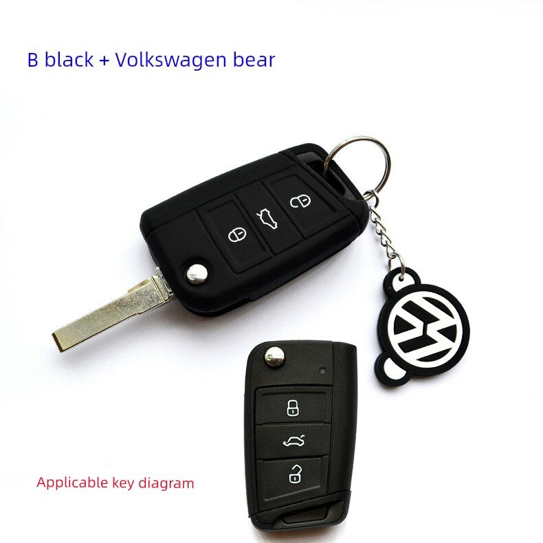 Силиконовая накладка на рулевое колесо Volkswagen с эмблемой медведя - Черный дизайн, аксессуар для салона автомобиля