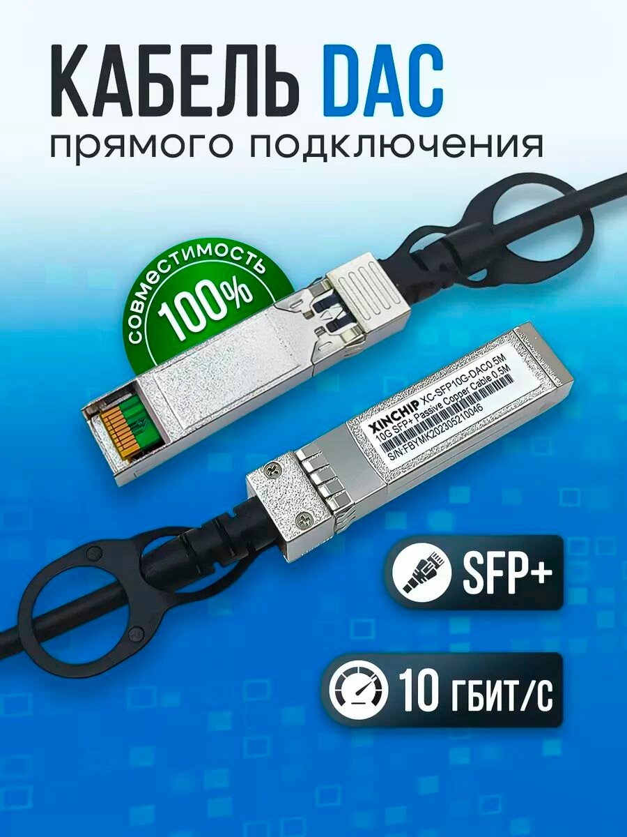 Кабель DAC SFP+ 3 метра 10Гбит/с (Passive) Xinchip