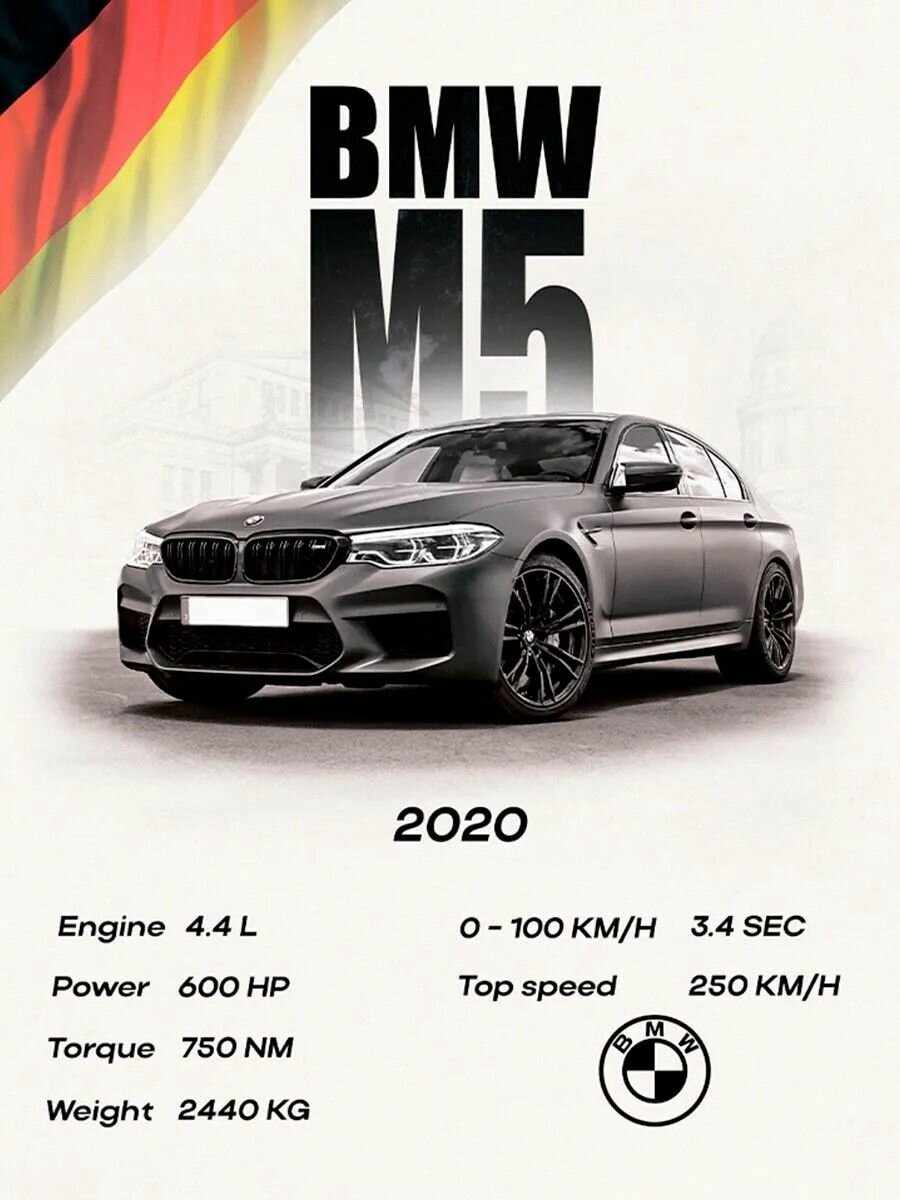 Постер Авто Bmw m5 (30х40 см)