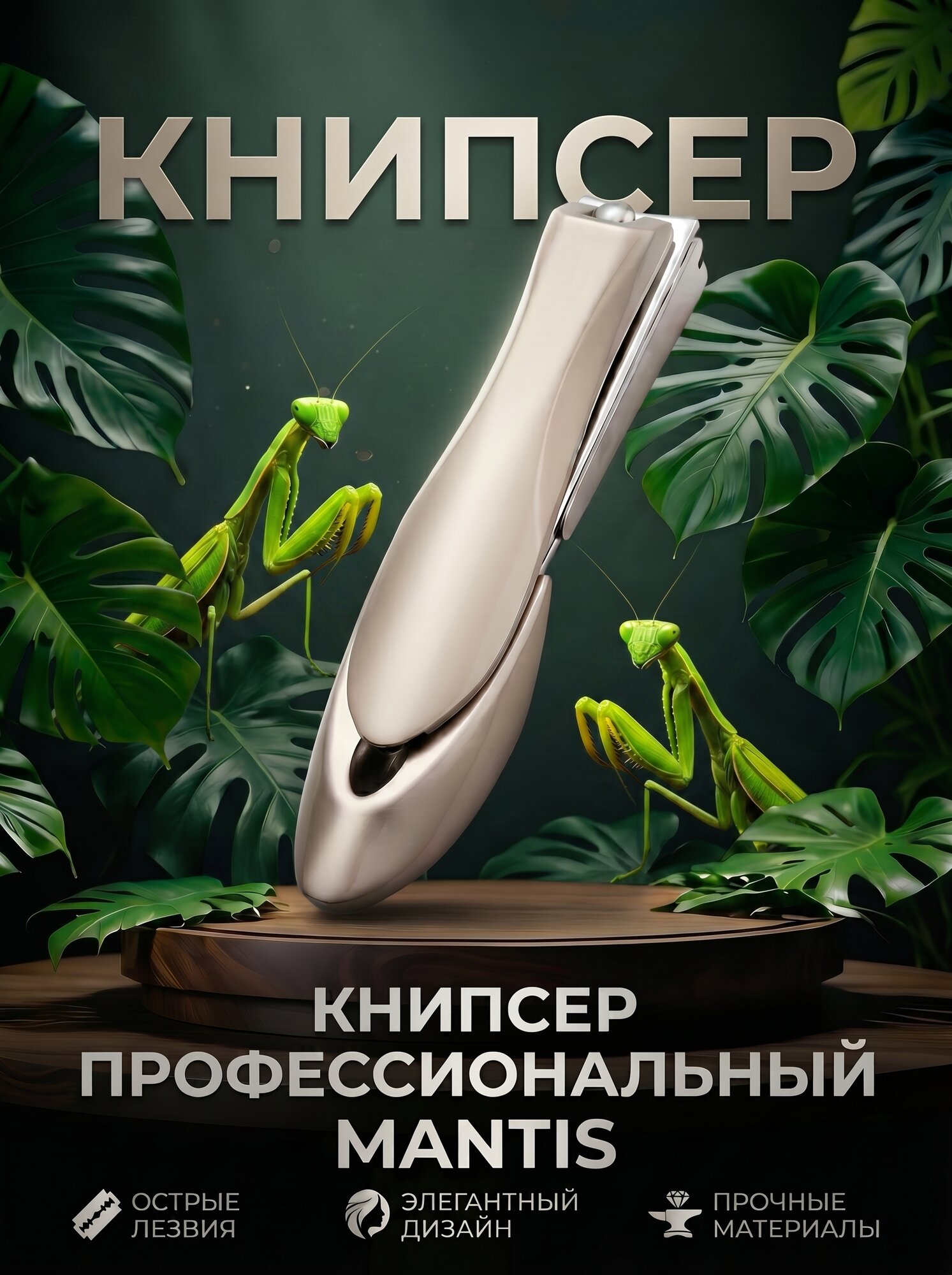 MANTIS Книпсер , Кусачки для ногтей, цинковый сплав, с защитой от осколков, из высокоуглеродистой стали