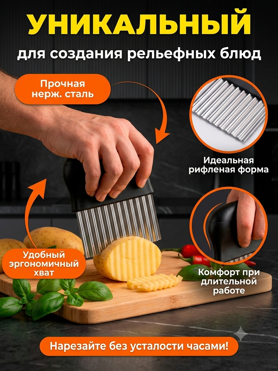 Нож для фигурной резки овощей/рифленый /волнистый кухонный слайсер