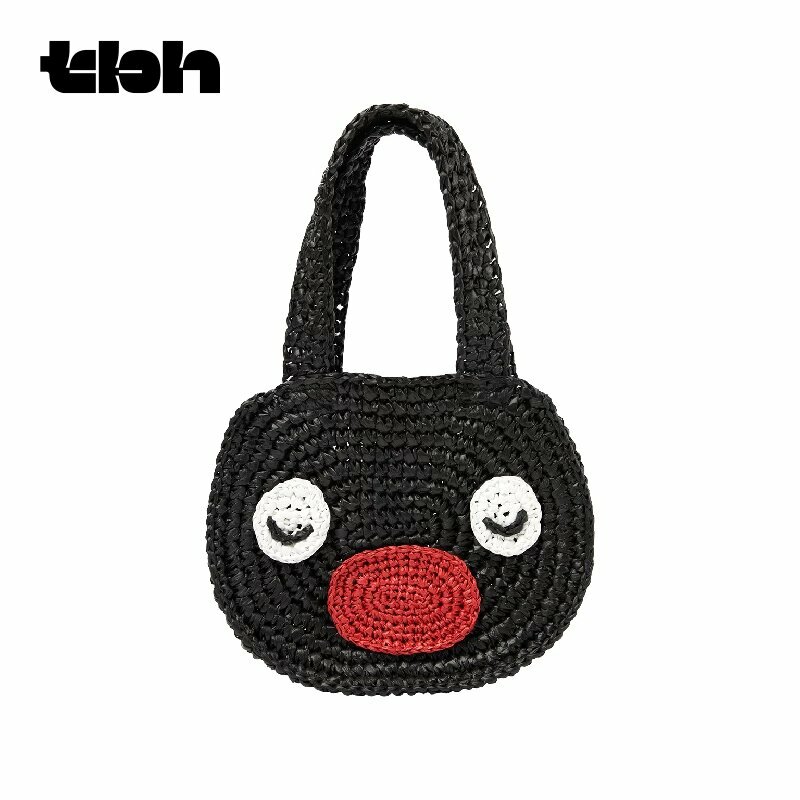Серия Pingu Collaboration 3D ручная вязка пингвин голова плечевой сумка для женщин, ручная сумка-тоут