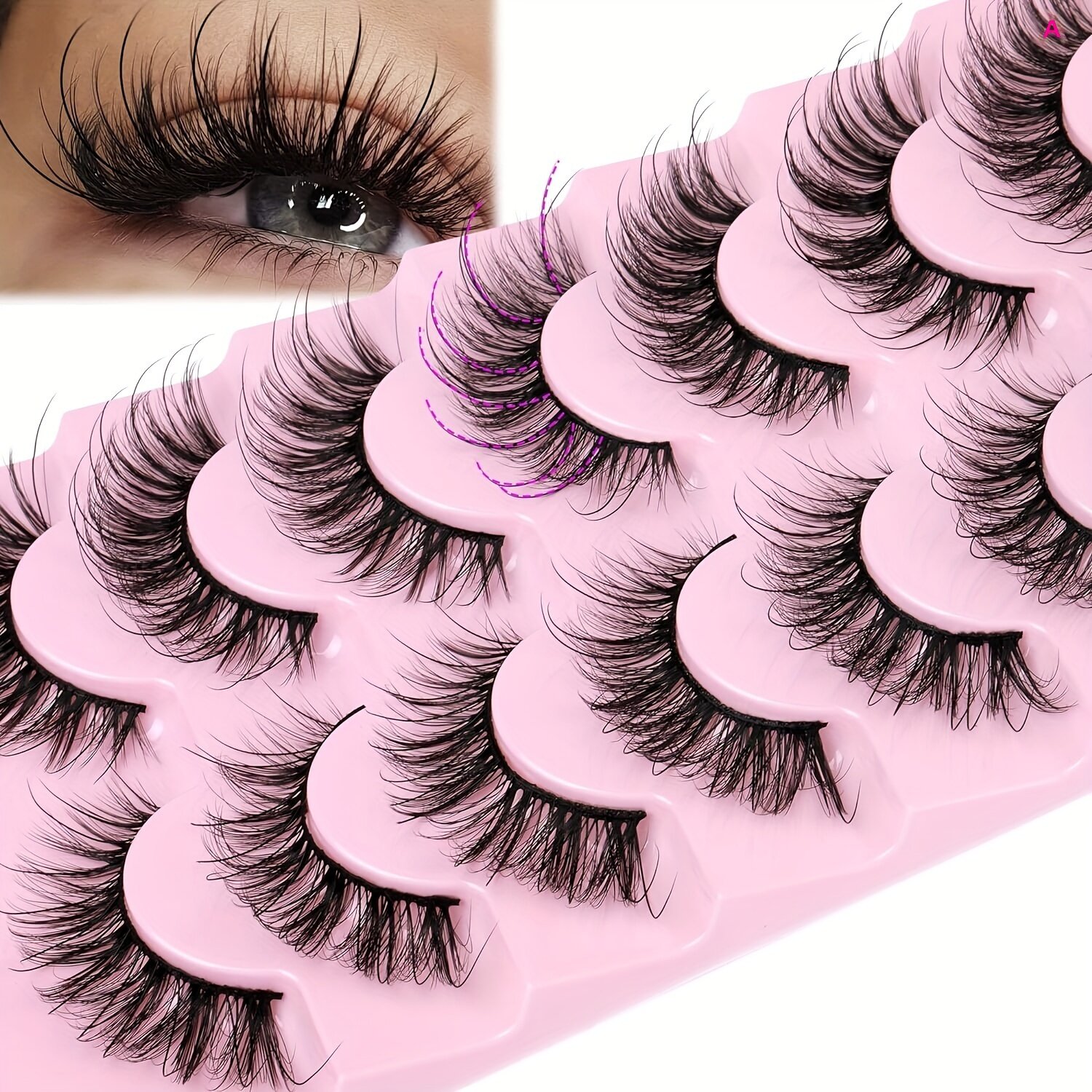 Накладные ресницы Fairy Strip Lashes A, 7 пар, 20 мм, пушистые и тонкие, с эффектом кошачьего взгляда, натуральные и густые