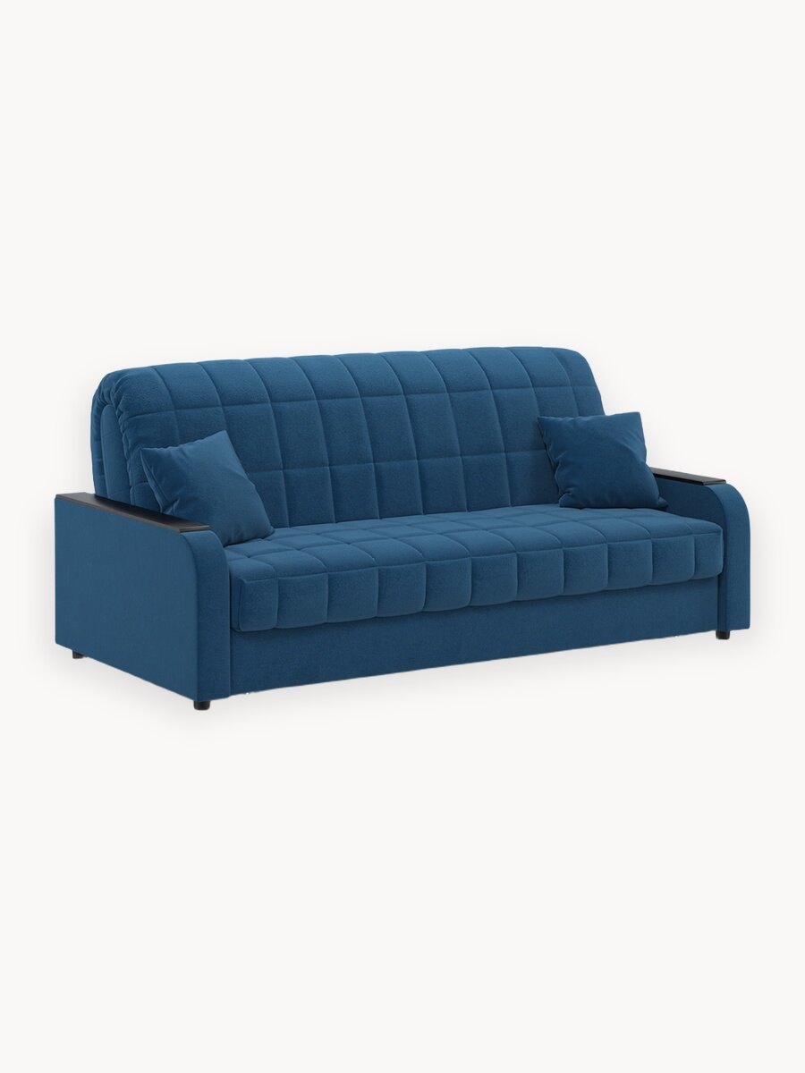 Диван-кровать раскладной, аккордеон MOON FAMILY 044, синий велюр, 183х104х90 см, спальное место 160х200 см, независимый пружинный блок (арт Z000021)