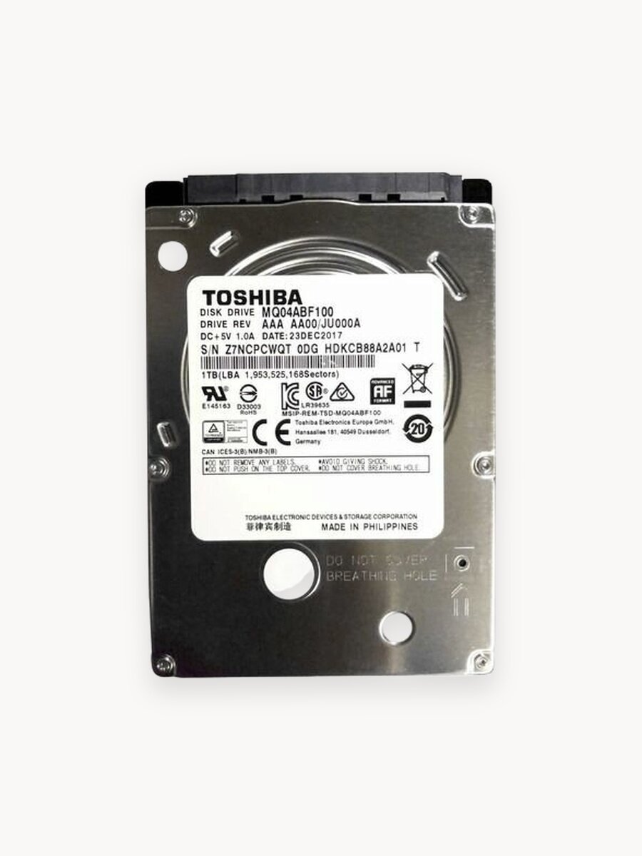 Жесткий диск Toshiba MQ04 MQ04ABF100, 1ТБ, HDD, SATA III, 2.5"