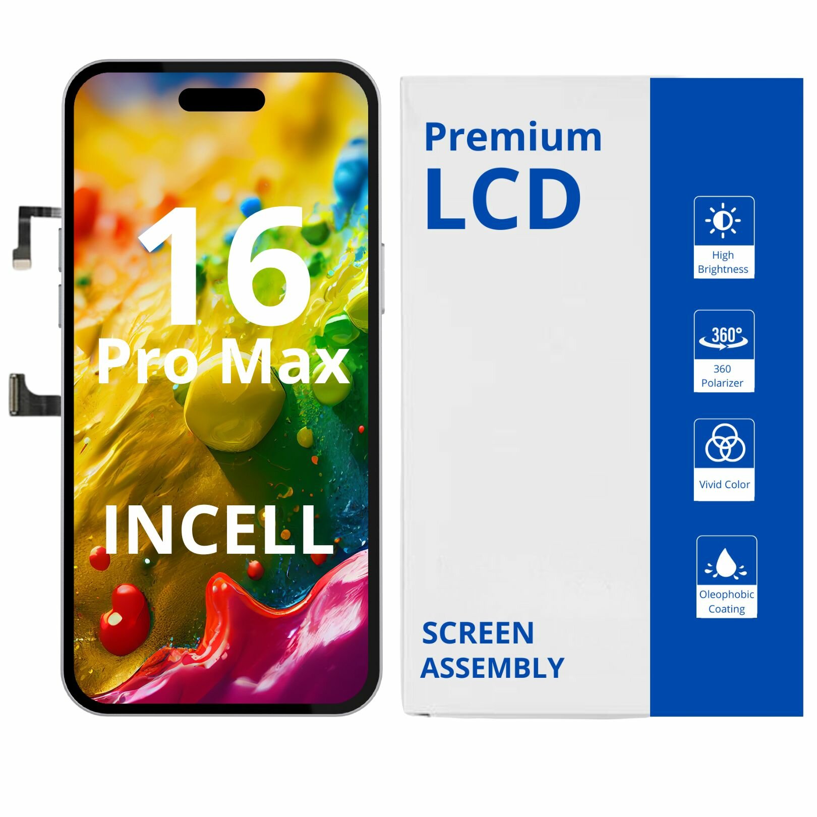 Дисплей для iPhone 16 Pro Max с тачскрином Черный - (In-Cell) (площадка под IC)