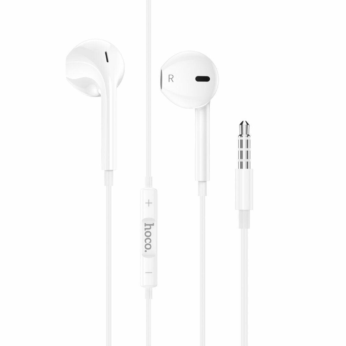 Проводные наушники M101, Crystal joy wire-controlled earphones with microphone, HOCO, белые