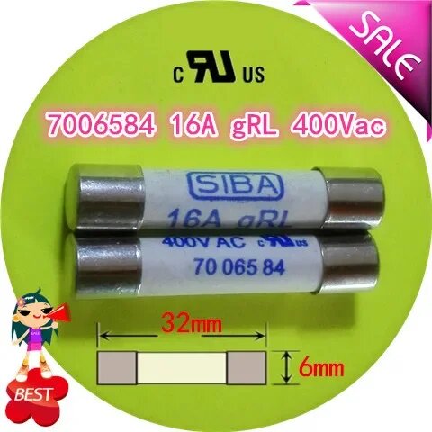 Керамические предохранители 16А gRL 7006584 400В 6х32мм