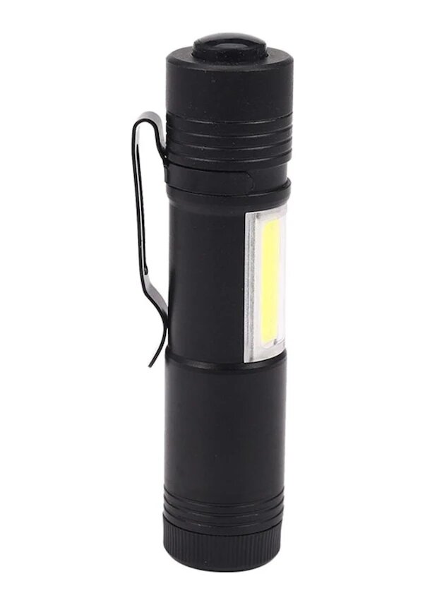 Компактный алюминиевый светодиодный фонарик Q5 с питанием от аккумулятора 14500, перезаряжаемый рабочий фонарь с технологией XP-e&COB, совместимый с батарейками типа АА, черный цвет