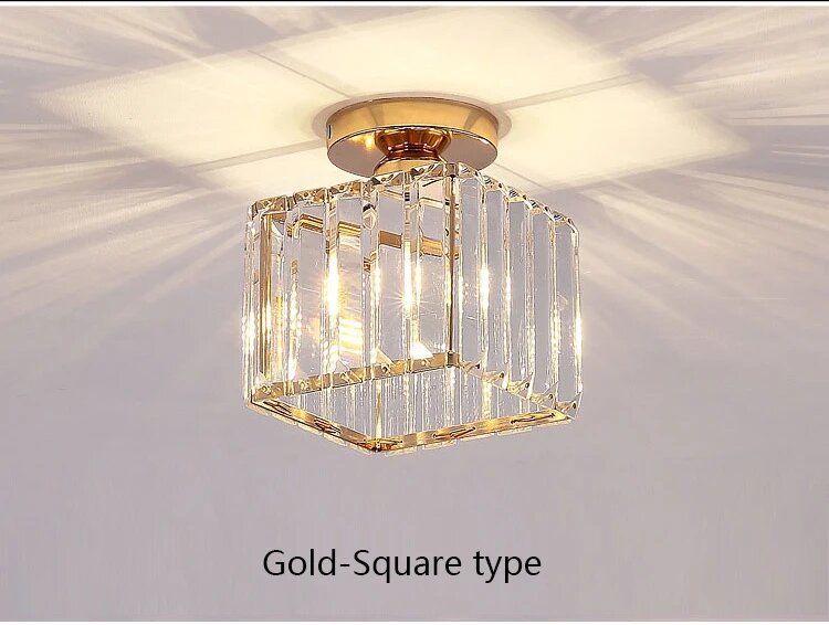 Хрустальная LED люстра ZSHLZC, D14xH17cm, 3 Colors, Gold-Square type