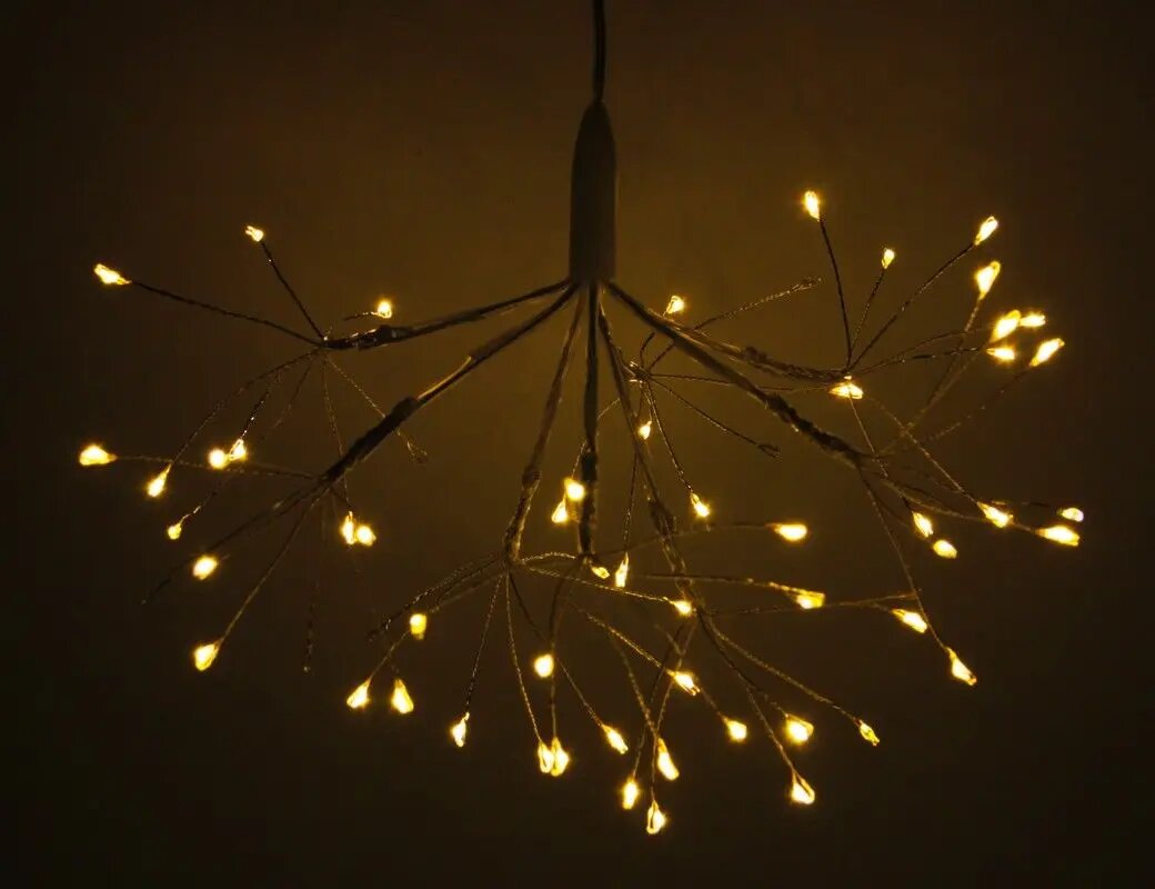 Украшение "Шар из веточек" мерцающий, серебристый, 64 тёплых белых микро LED-огня, 0.35+5 м, уличный, Kaemingk