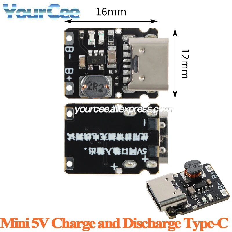 Mini 5V Type-C модуль зарядки/разрядки, 2шт