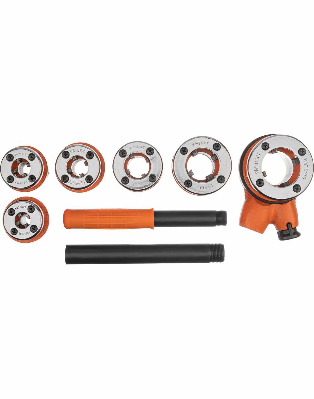 Набор клуппов Sparta 1/4"-3/8"-1/2"-3/4"-1"-1 1/4" плашкодержатель с трещоткой 9шт