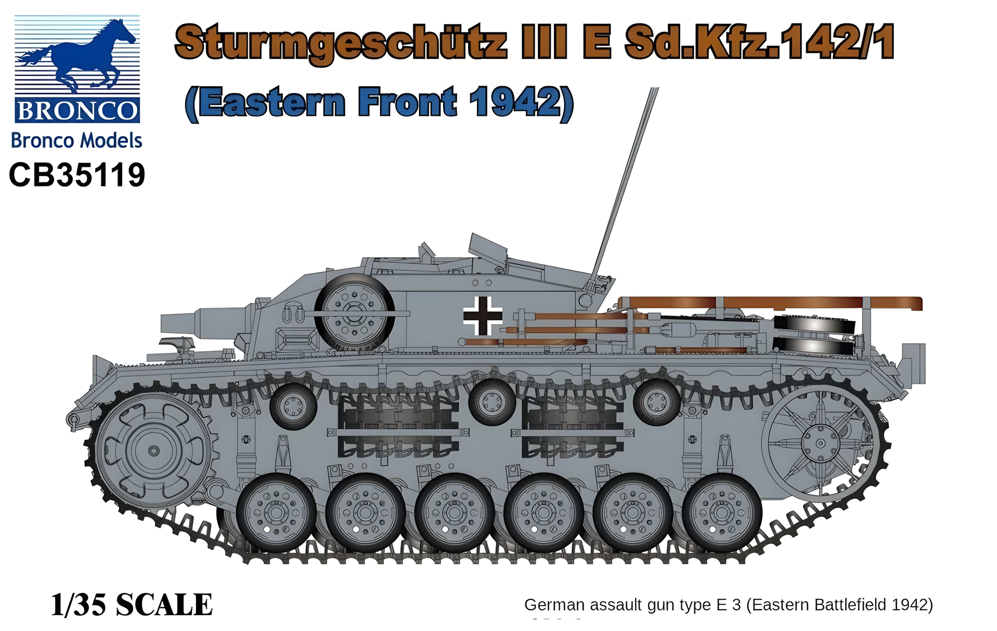 Bronco 1/35 35119 Немецкий StuG III Ausf E Sd.Kfz 142/1 (Восточный фронт 1942) сборная модель танка