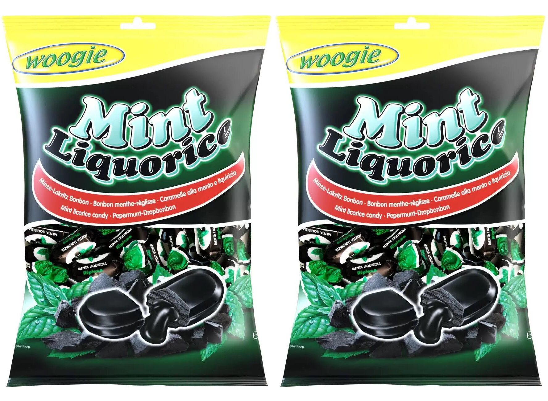 Карамель леденцовая со вкусом мяты и лакрицы WOOGIE Mint Liquorice (Австрия) 170 гр. х 2 шт.