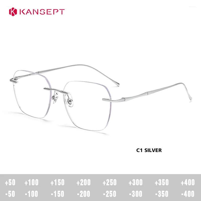 KANSEPT Титановые очки Minus для чтения 8911 A SILVER, -150