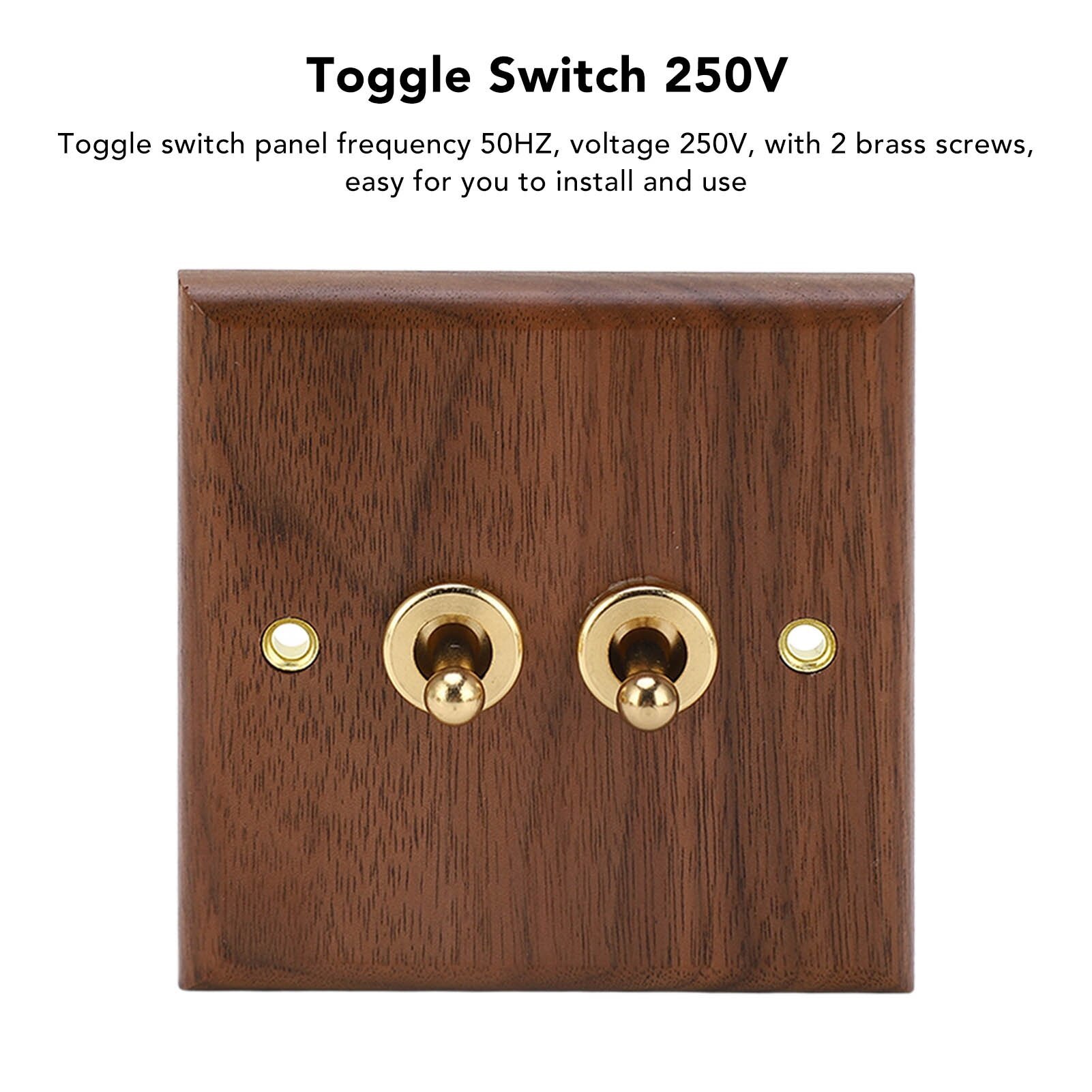 Двойной тумблерный переключатель, настенная панель из орехового дерева в стиле ретро с латунным винтом, 50 Гц, 250 В
