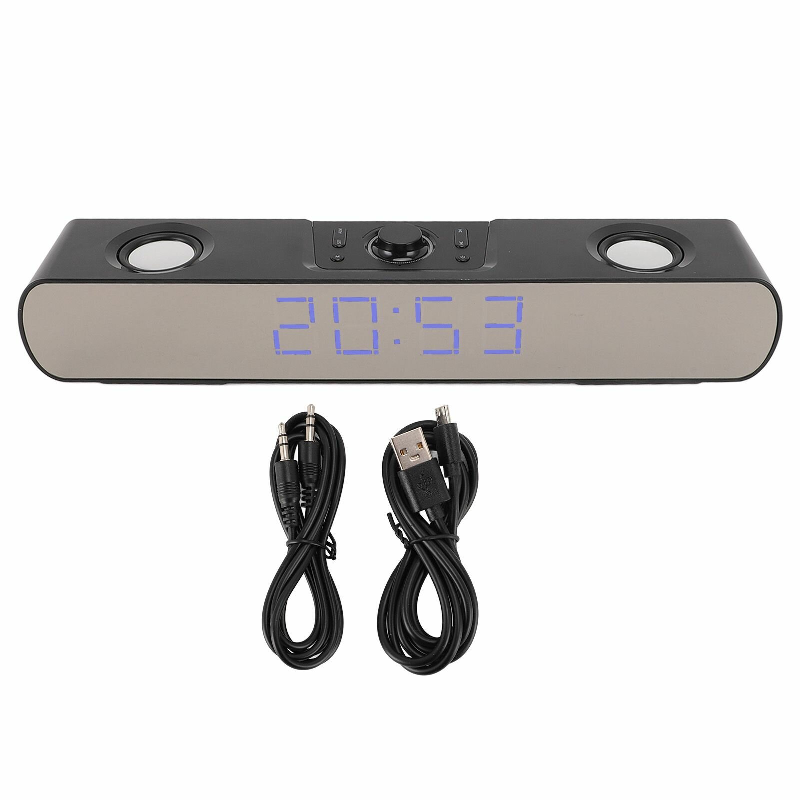 Компьютерный динамик HiFi Bluetooth со встроенным сабвуфером, входом USB AUX, FM-радио, будильником и дисплеем для игр на ноутбуке и ПК