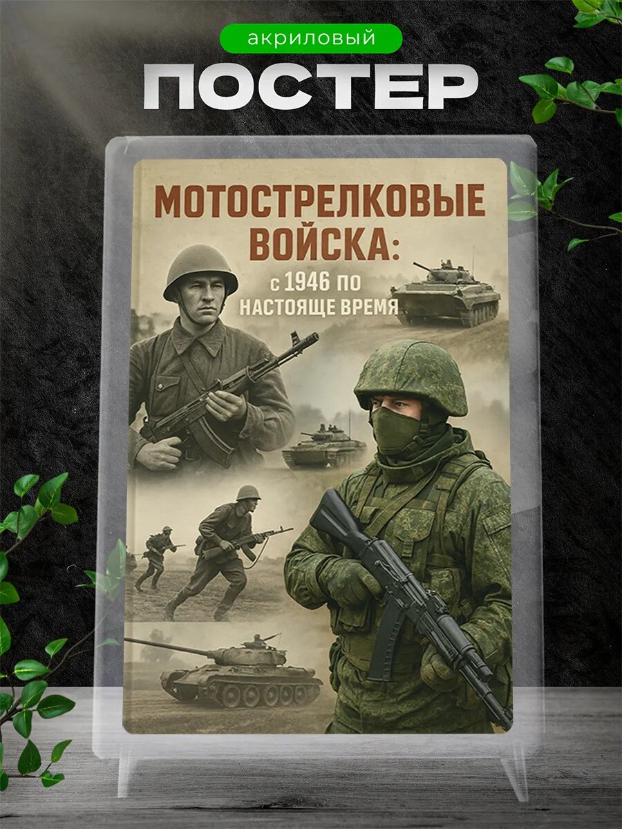 Акриловый постер, открытка на подставке с цветным принтом мотострелку