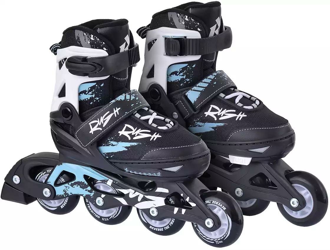 Роликовые коньки RUSH ACTION полипропиленовая рама, размер 31-36, черно-голубые