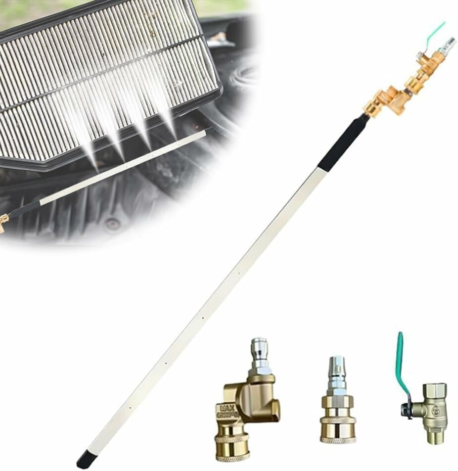Sakerplus очищающая палочка, 24 ' портативный инструмент для очистки радиатора, промывка радиатора с высоким давлением и более чистый инструмент с 2 быстрой муфтой, Fit For Cars Truck, RV