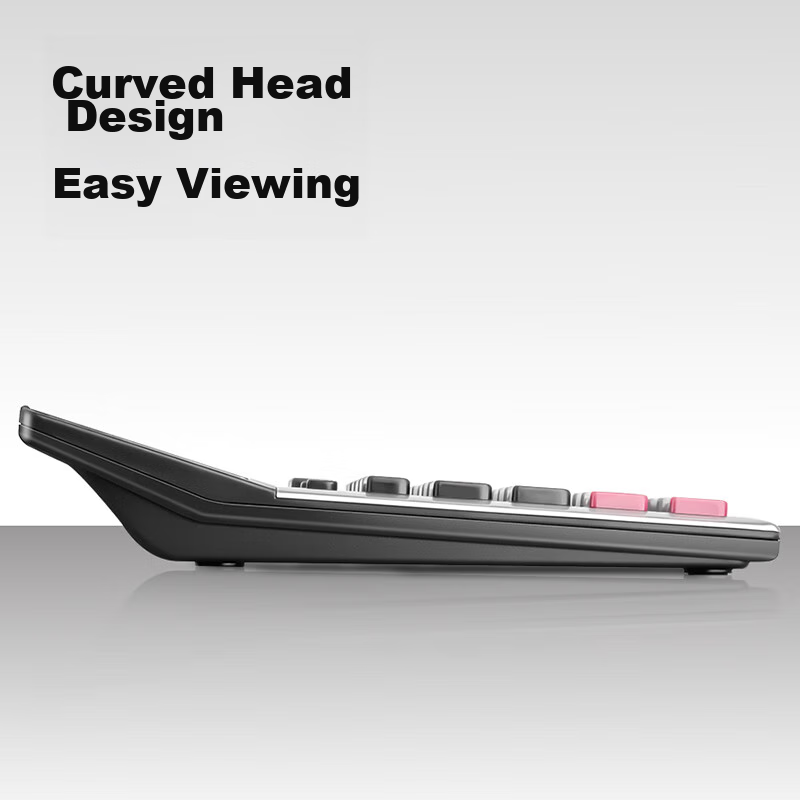 Deli Dual Power Wide-Screen Large Metal Panel Desktop Calculator, Financial Calculator, Office Stationery, Silver-Gray 1654