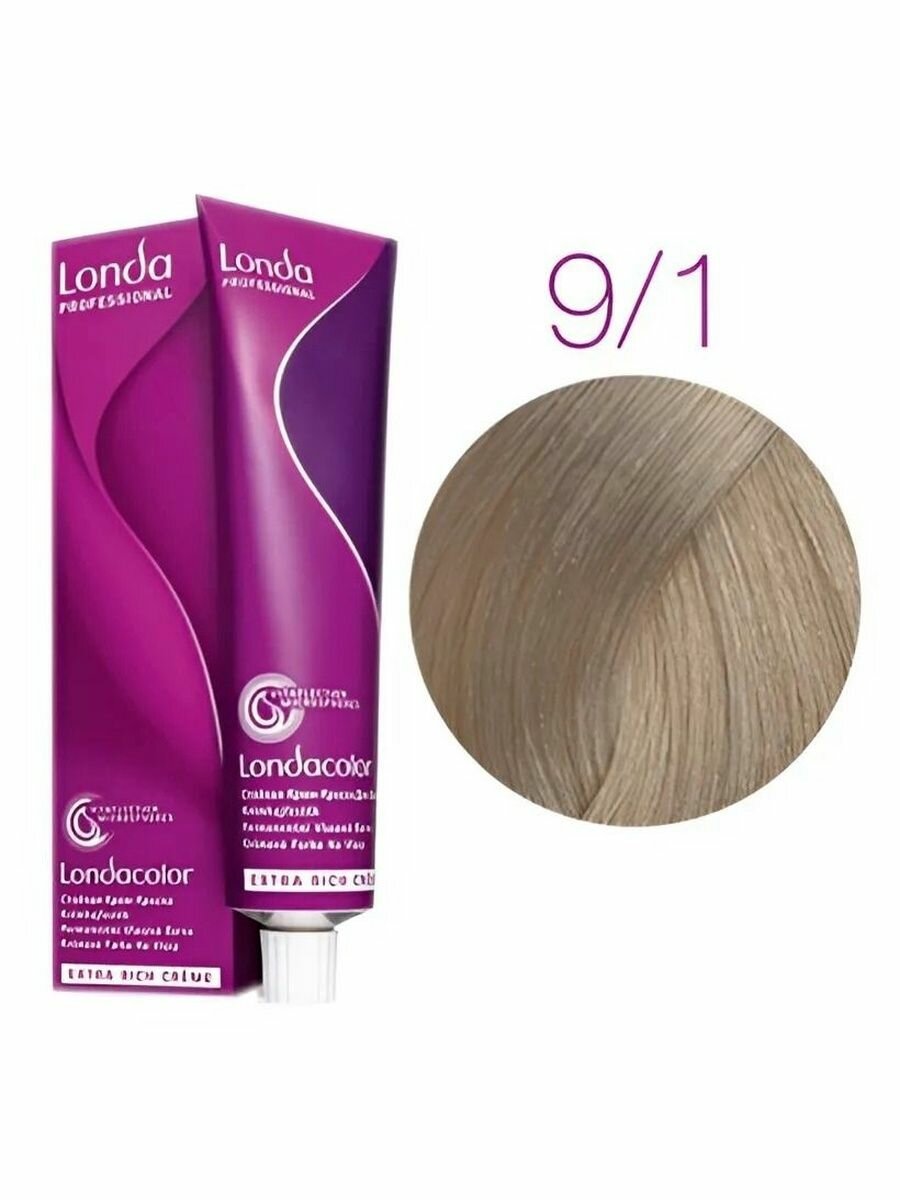 LC Стойкая крем краска для волос, 9/1, Очень светлый блонд пепельный