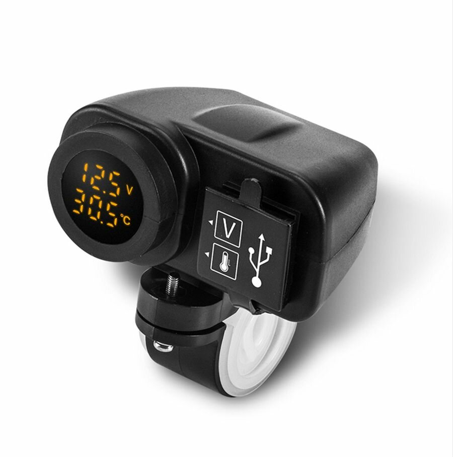 Универсальный Мотоцикл 12V Dual Usb 2.1A + 2.1A Зарядное Устройство С Цифровым Вольтметром Светодиодный Дисплей Термометр