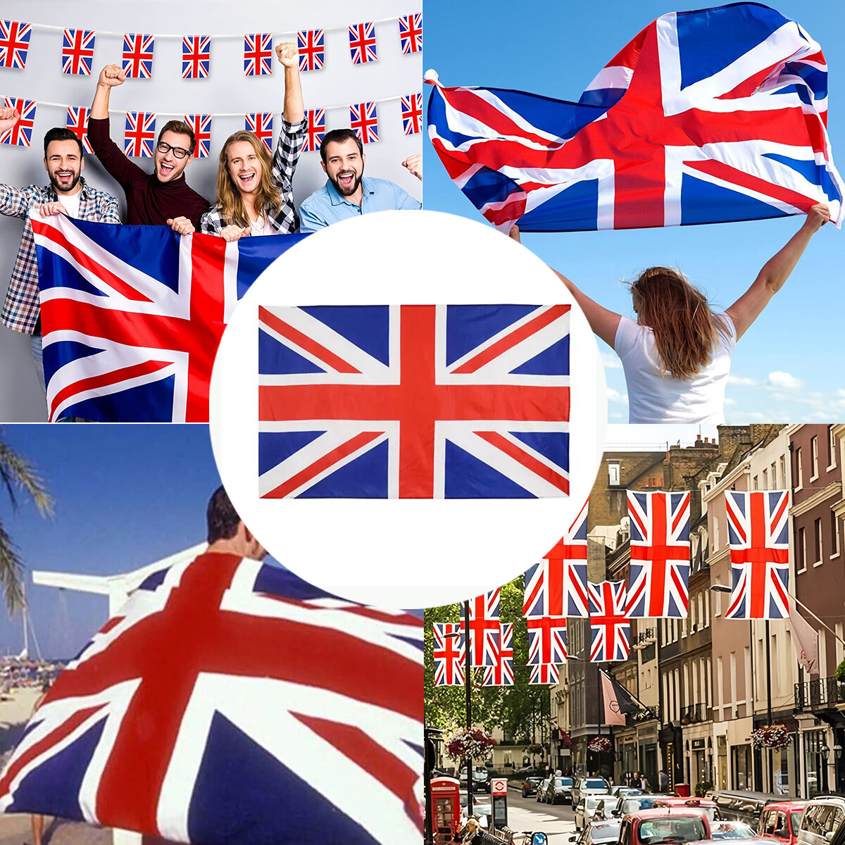 Цельная конструкция, флаг Union Jack, полиэстеровая ткань, 90×150 см, удобен для переноски и использования.