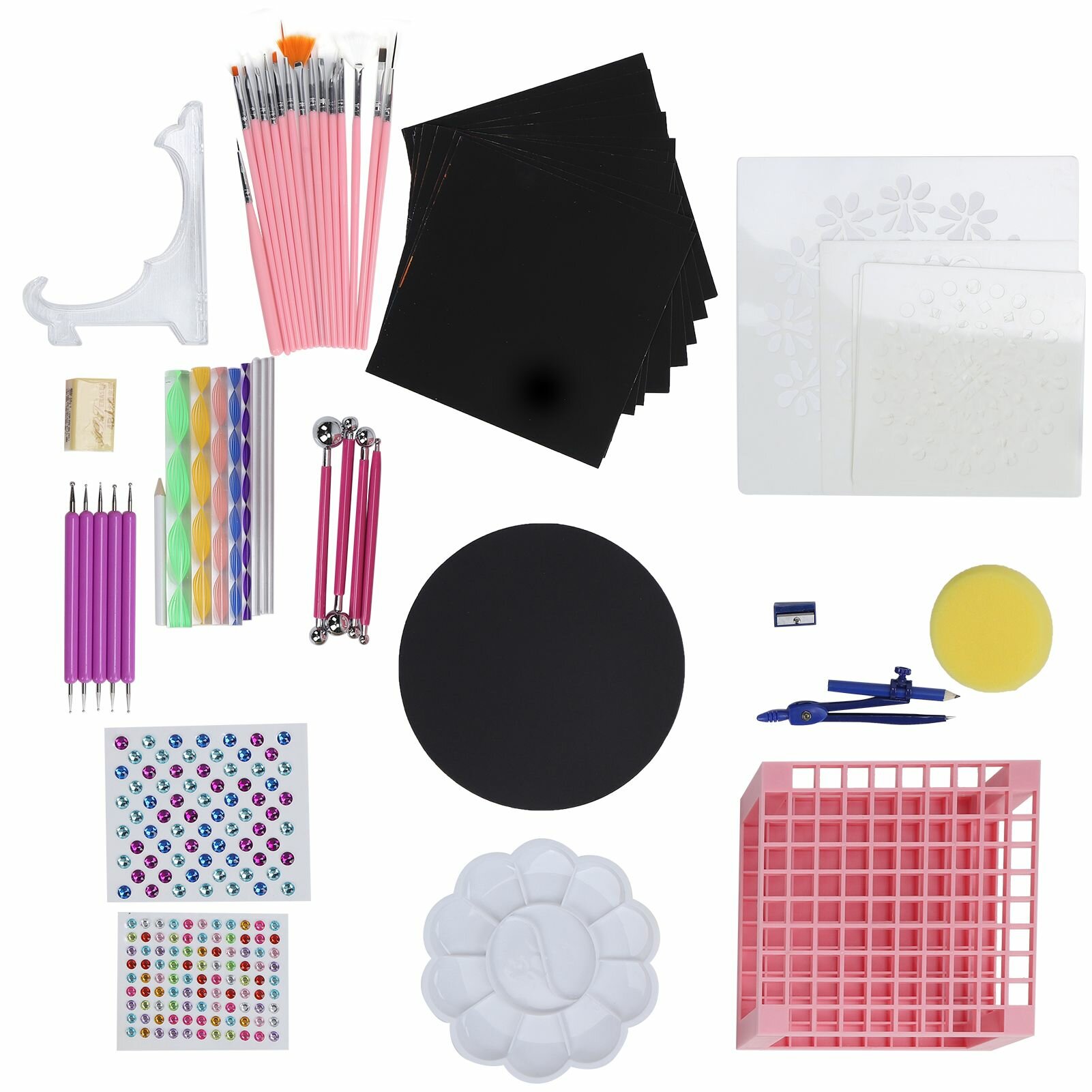62 шт, набор инструментов для раскрашивания мандалы, DIY Art, держатель для ручек с 96 отверстиями, лоток, аксессуары для рисования