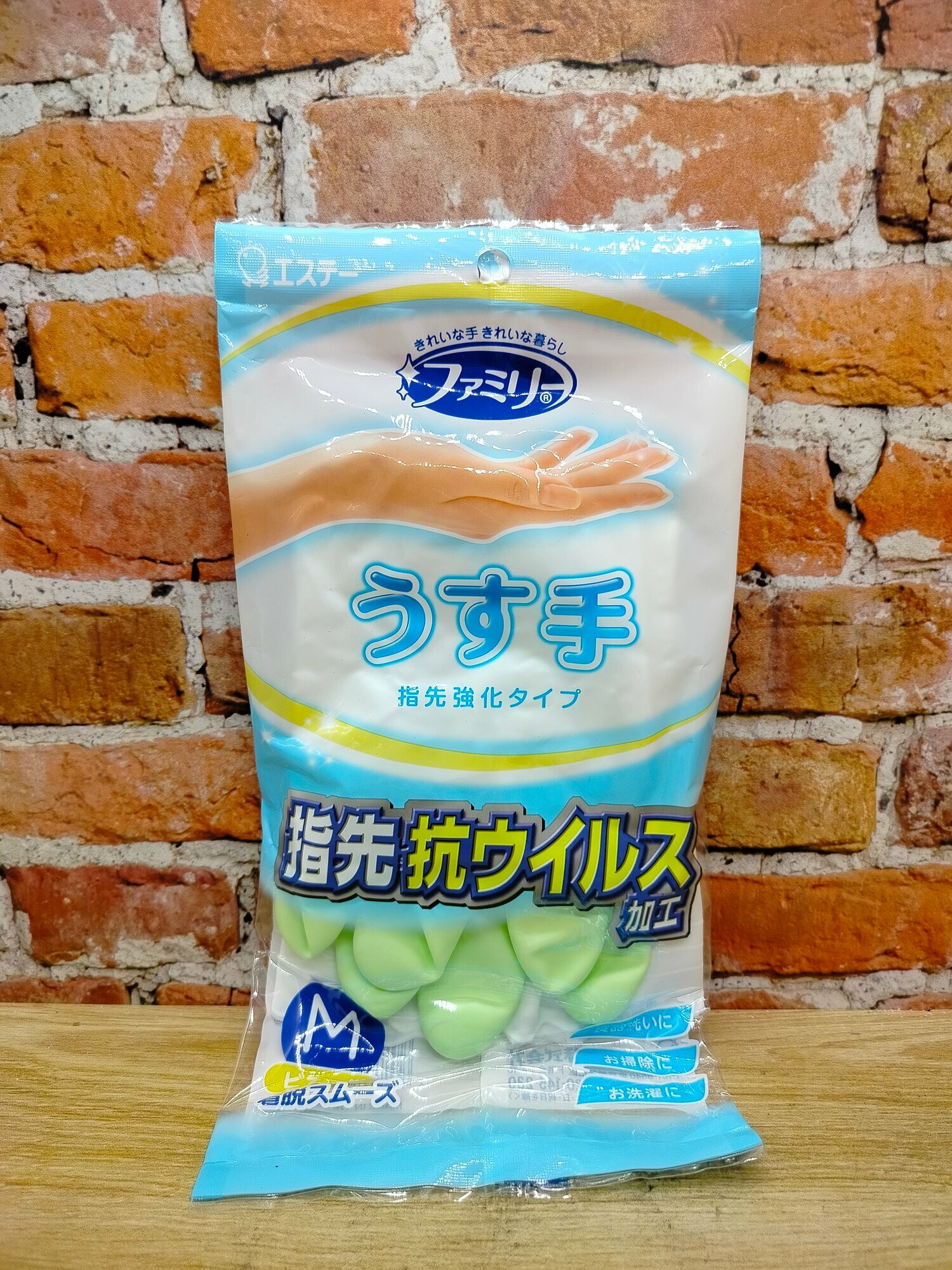 ST Family Перчатки из винила для бытовых и хозяйственных нужд тонкие с утолщением на кончиках пальцев без внутреннего покрытия, размер M Зеленые