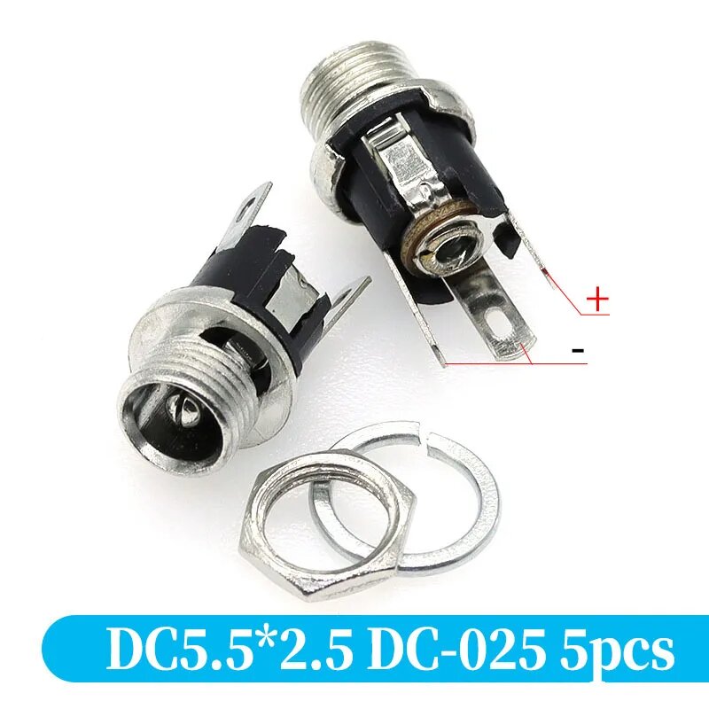 Разъем DC 5.5x2.5 мм, 5шт, 2.5mm DC-025M