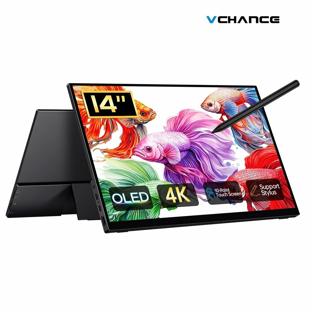 VCHANCE 14-дюймовый портативный монитор OLED 4K сенсорный Европейская вилка (EU Plug)