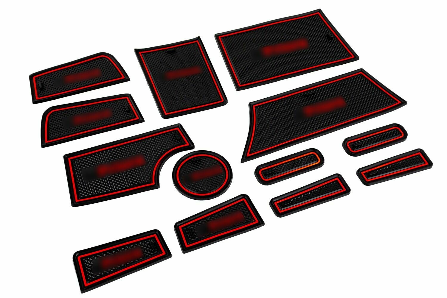 Комплект силиконовых черно-красных ковриков панели приборов и консоли для Лада Приора 2 (2013-2018)