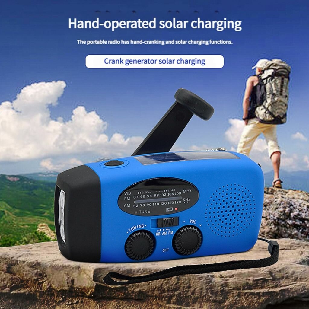 Ручной радиоприёмник с фонариком, красный