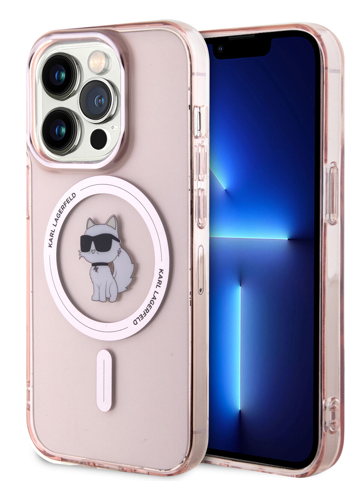 Чехол Karl Lagerfeld на iPhone 15 Pro Max с принтом IML, с функцией MagSafe, розовый