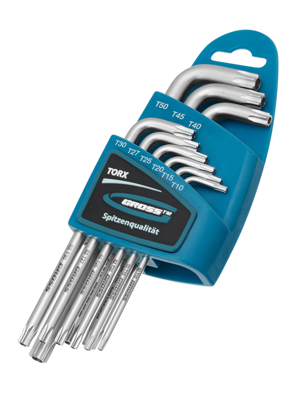 Набор ключей имбусовых Gross TORX-TT 9 шт: T10-T50, удлиненные, S2, сатинированные 16407