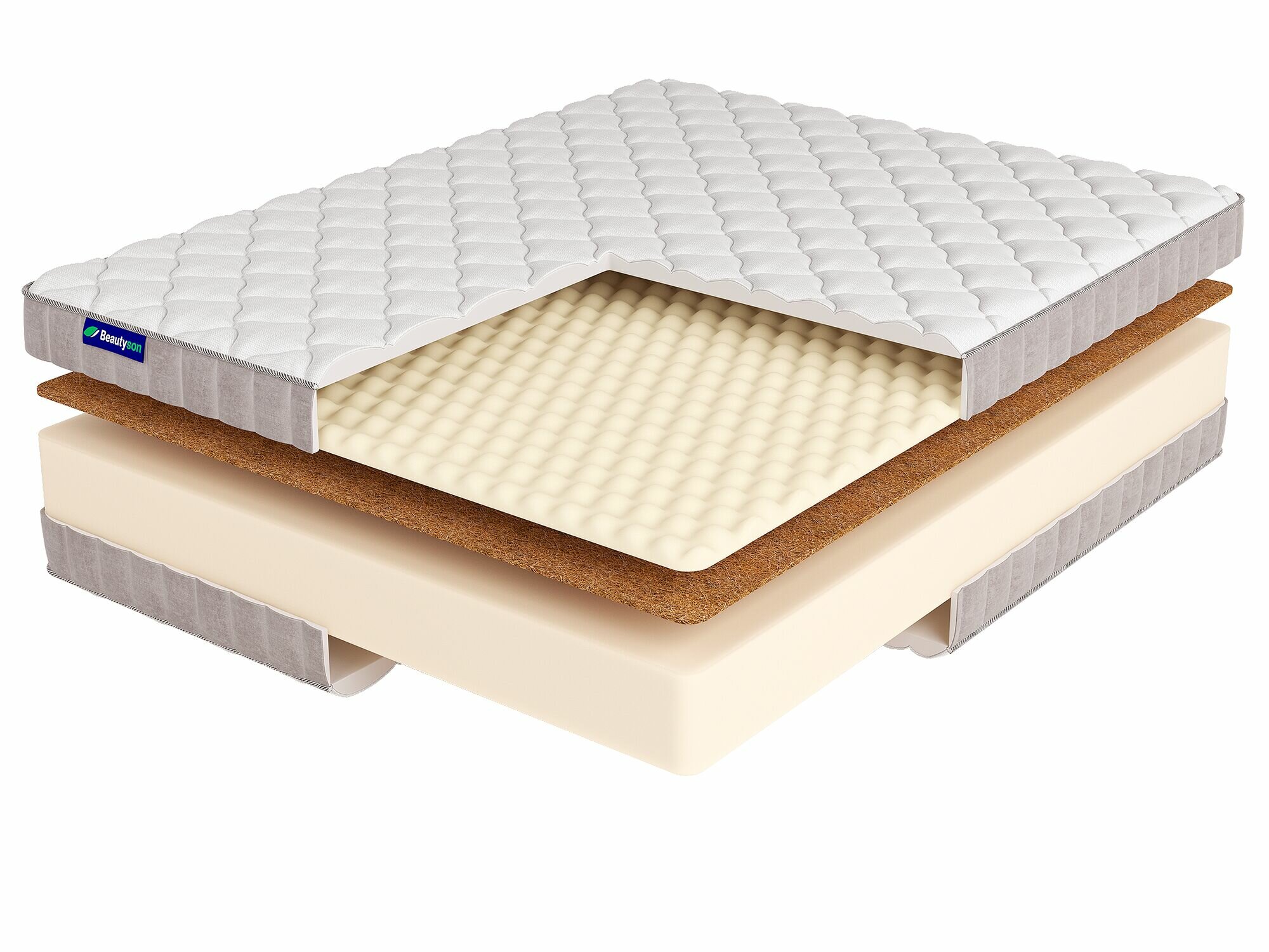 Матрас Beautyson Roll Foam 14 Cocos Sens Lux 80х190 высота 18 см анатомический средней жесткости кокосовый Беспружинный