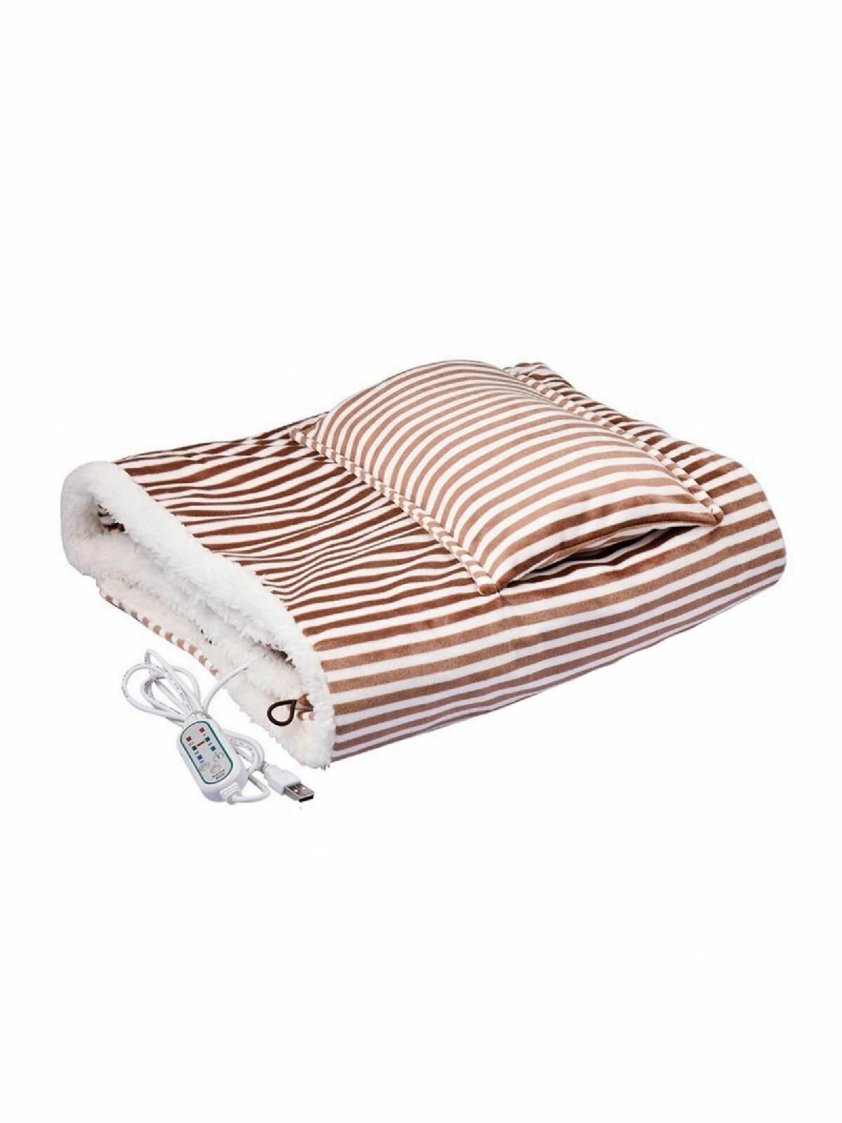 Электрогрелка, Электрическое одеяло USB с трехскоростным термостатом-коричневый