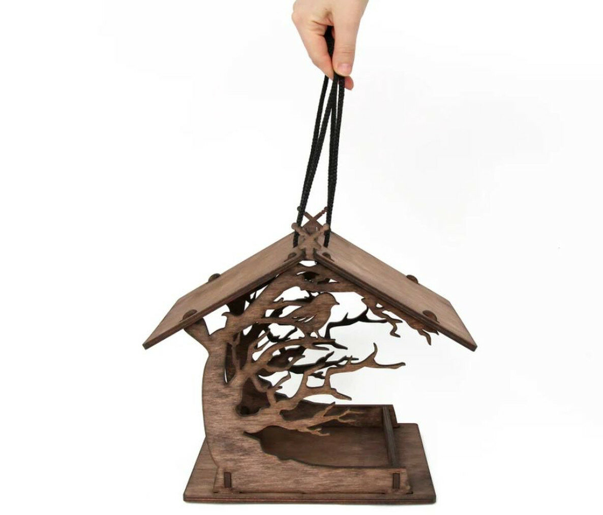 Деревянная кормушка, домик для белок и птиц, цвет коричневый