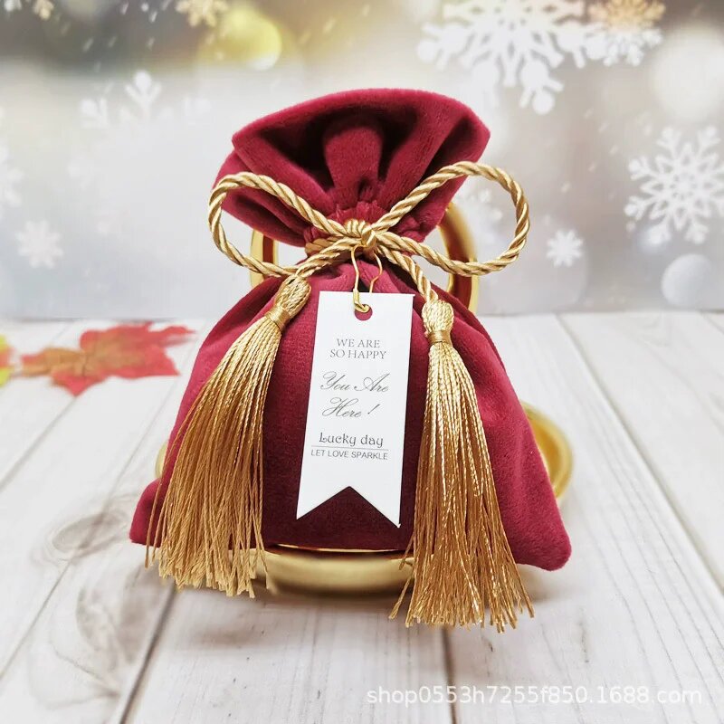 Бархатные подарочные пакеты Бордовый, B, 11x14cm, 10pieces