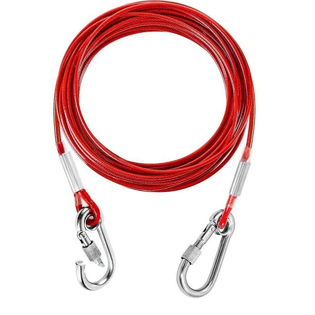 Coated steel leash with lock nut nonelastic for outdoor dog walking and training dog leash pet leash red 500x0 5cm