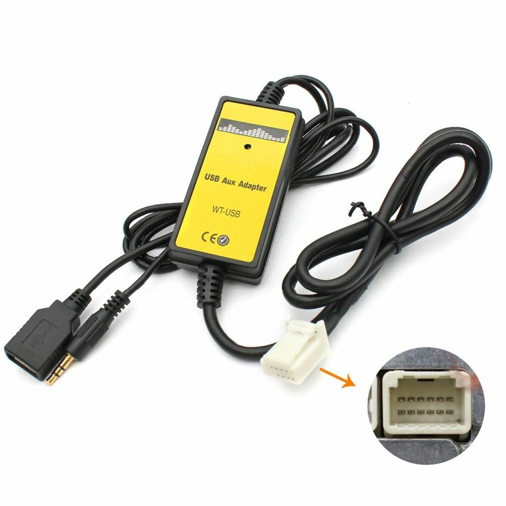 Автомобильный MP3-проигрыватель, адаптер USB, интерфейс Aux для Toyota, Corolla, Camry