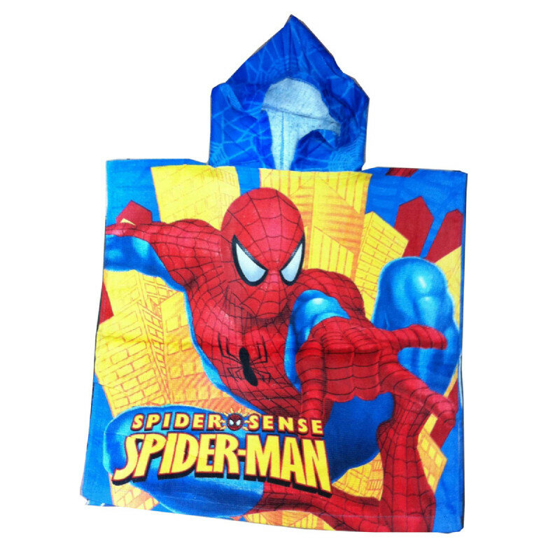 Spider man kids bath towel made of cotton with hood for pool beach and yachting use