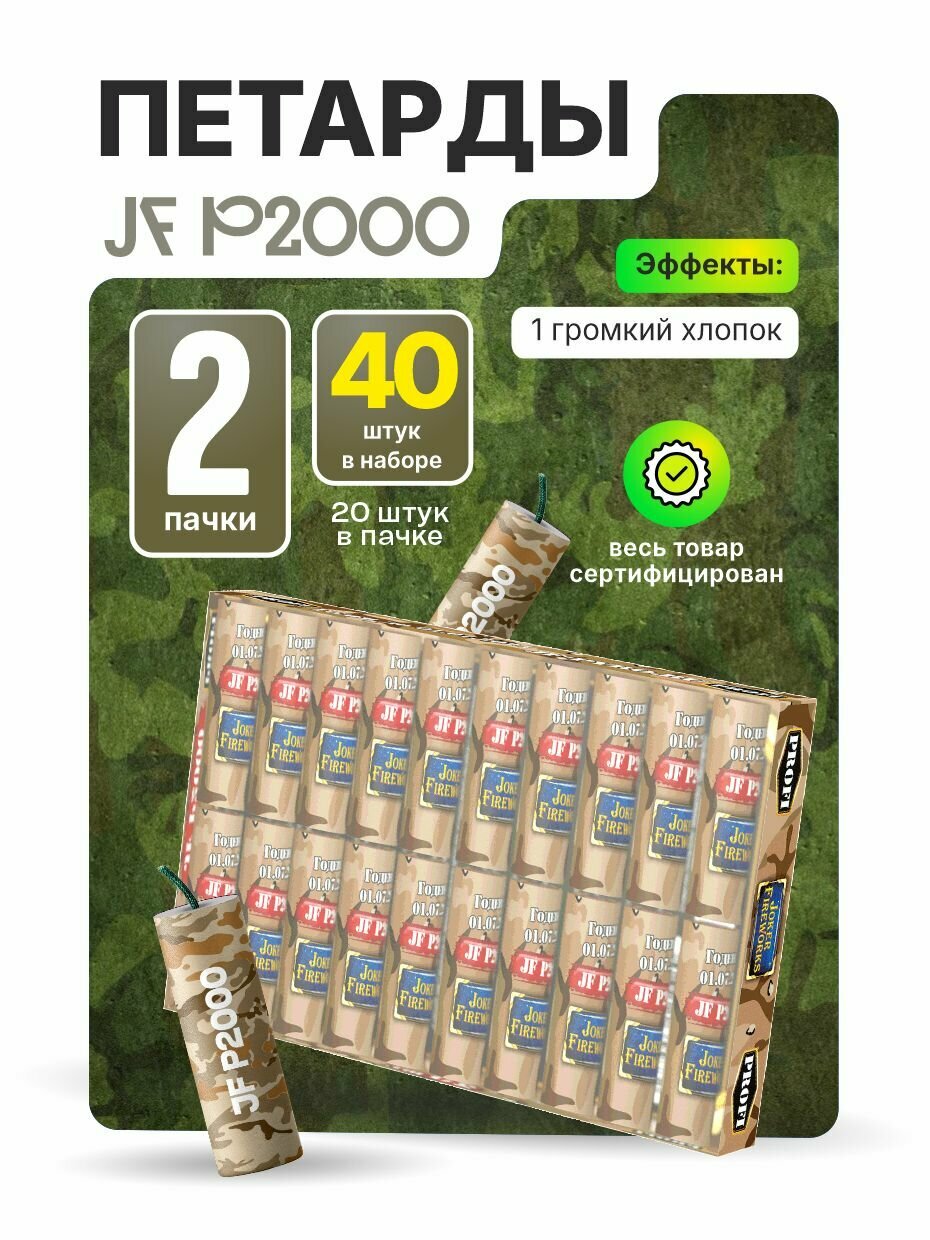 Петарды фитильные P2000 от Joker Fireworks / 2 пачки 40 штук
