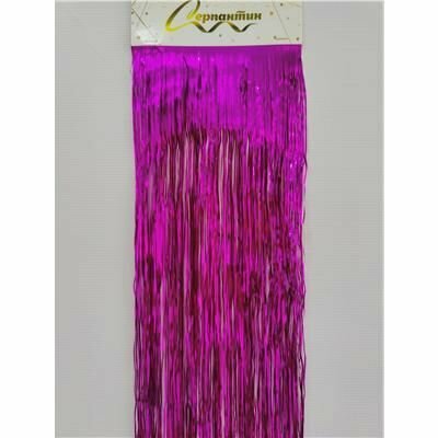Дождик новогодний КНР люкс, матовый, фуксия, 13 см х 2 м